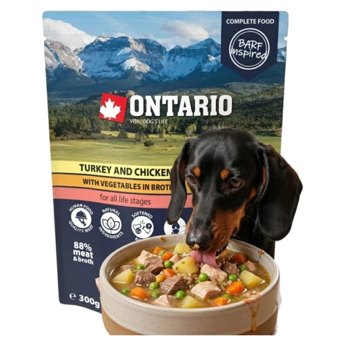 Ontario Karma Mokra dla Psa Saszetka Indyk i Kurczak z Warzywami 300g ...